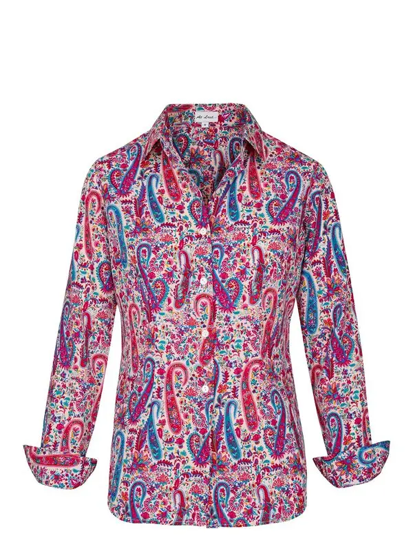 AT LAST... Blue / Pink Mayfair Shirt In Pink & Blue Fiesta - Blue/pink