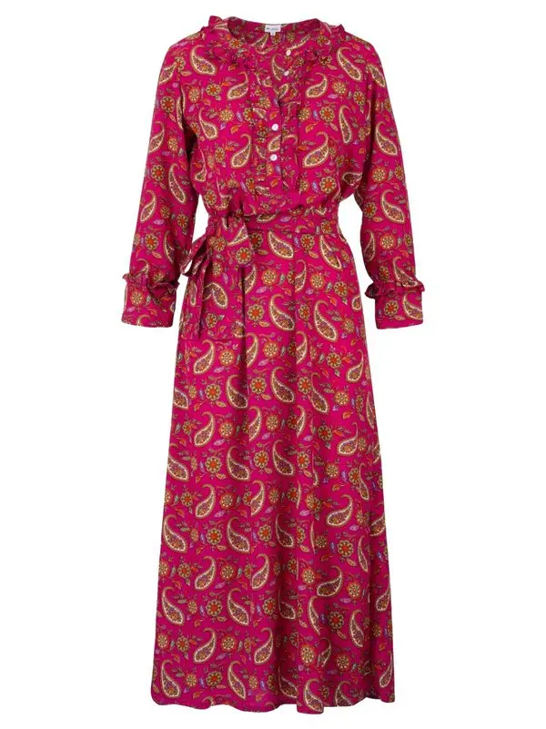 AT LAST... Meg Midi Dress In Hot Paisley - Pink