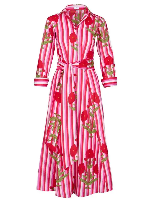 AT LAST... Cotton Marigold Dress In Pink - Red