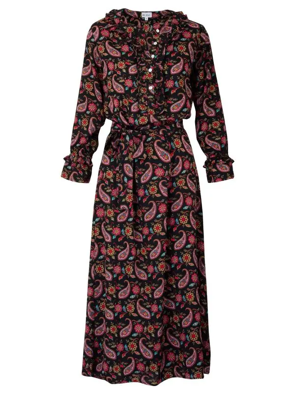 AT LAST... Meg Midi Dress In Paisley - Black