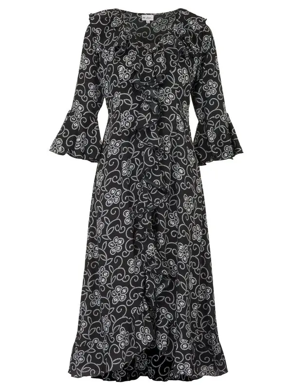 AT LAST... Felicity Midi Dress In Monochrome - Black