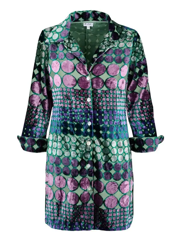 AT LAST... Amanda Devore Velvet Shirt & Purple Boho Spot - Green