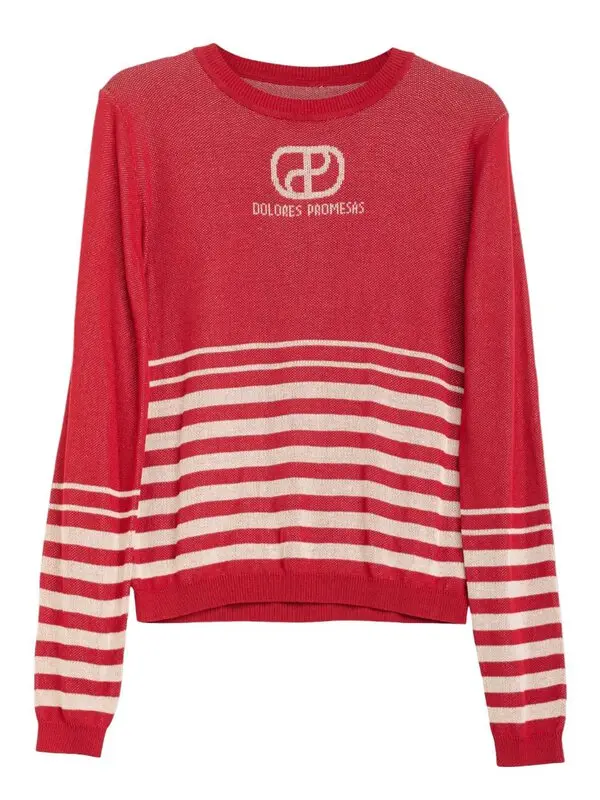 Dolores Promesas Garnet Striped Knitted Sweater - Red