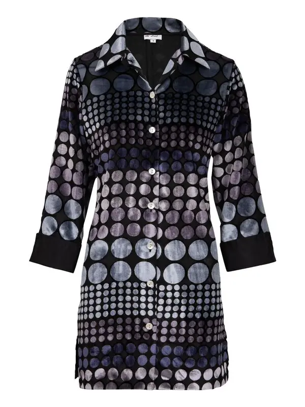 AT LAST... Amanda Velvet Shirt Boho Shirt - Grey