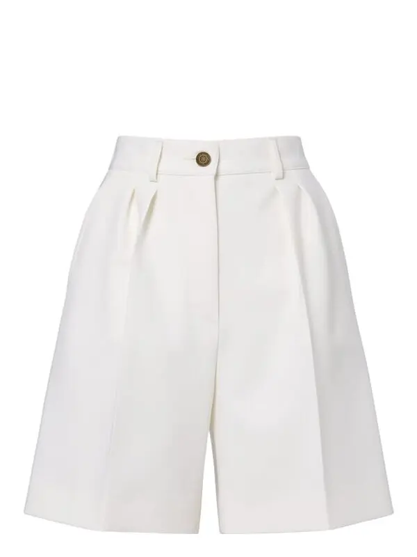 Max Mara Pleated Wool-blend Bermuda Shorts - White