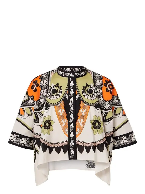 La DoubleJ Foulard Printed Cropped Cotton Shirt - Multicoloured