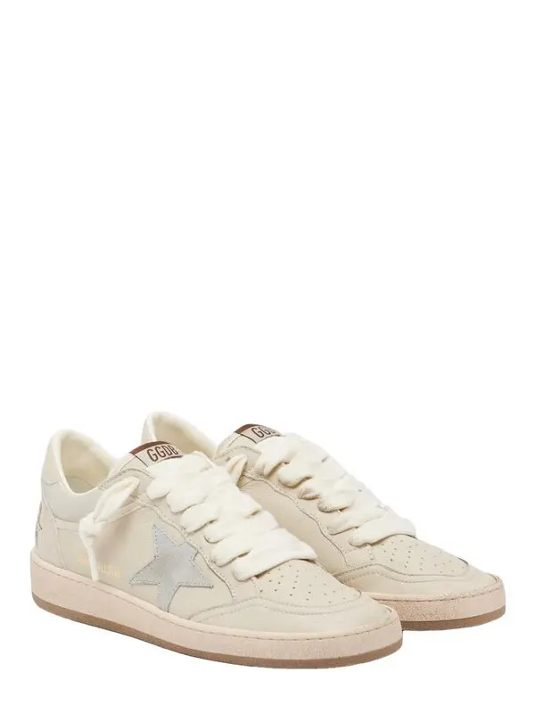 GOLDEN GOOSE Ball Star Suede-trimmed Leather Sneakers - Beige