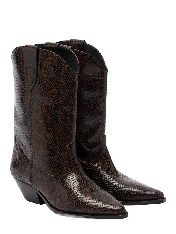 Isabel Marant Étoile Duerto Snake-effect Leather Cowboy Boots - Brown