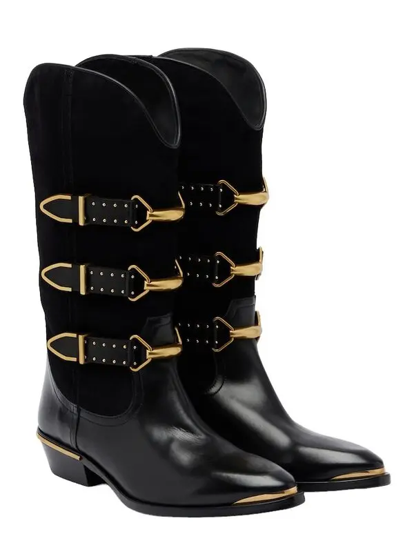 Isabel Marant Étoile Mexia Leather And Suede Cowboy Boots - Black