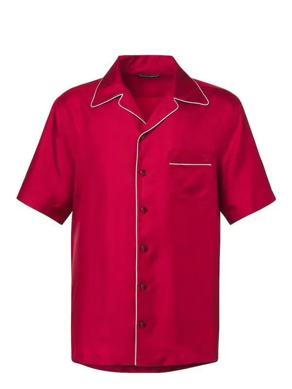 Dolce & Gabbana Silk Satin Bowling Shirt - Red