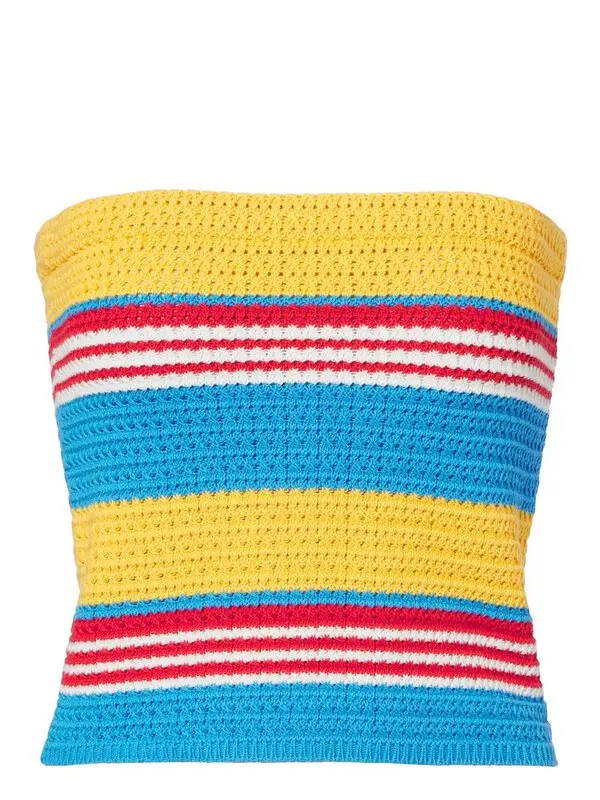 Posse Tammy Striped Cotton Strapless Top - Multicoloured