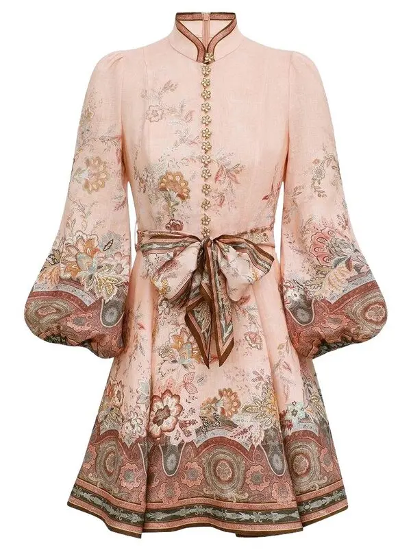 Zimmermann Alchemy Linen Mini Dress - Pink