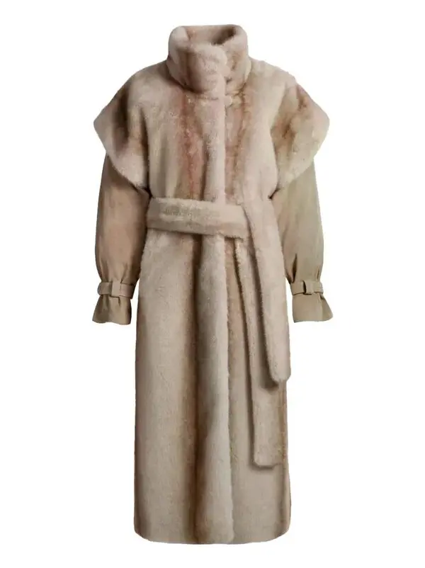 DUCIE Harper Suede-panel Coat - Neutrals