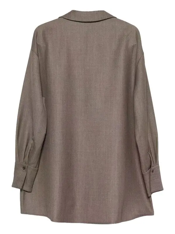 RUOHAN Chest-pocket Long-sleeve Shirt - Brown