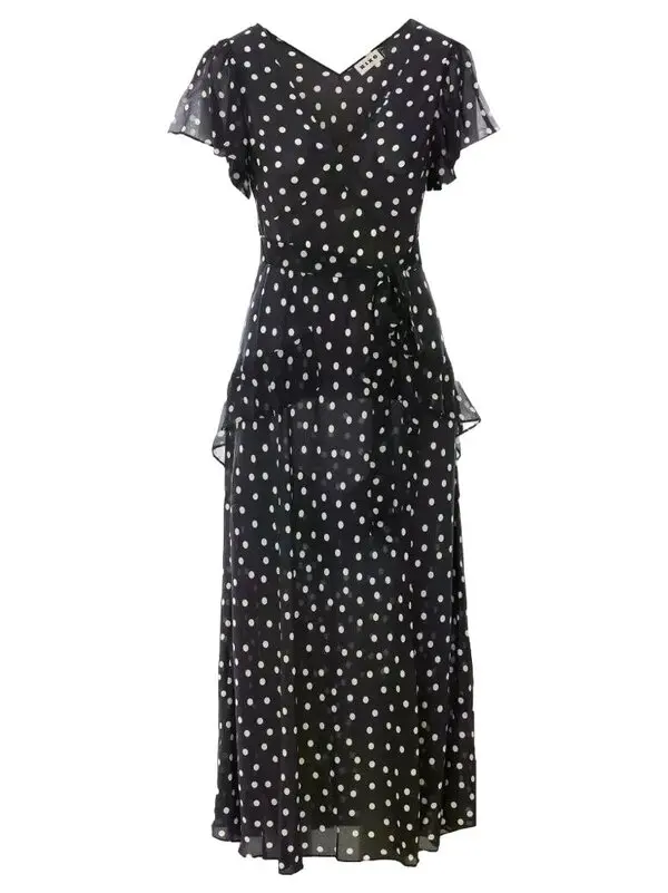 Rixo Evie Bohemia Polka Dot Silk Maxi Dress - Blue