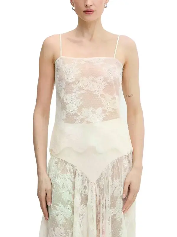 Bardot Hildie Sheer Lace Spaghetti-strap Sleeveless Blouse - Neutrals