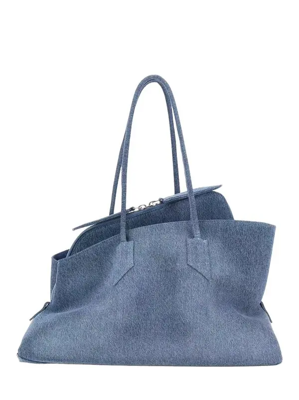 Attico Logo-print Denim-effect Tote Bag - Blue