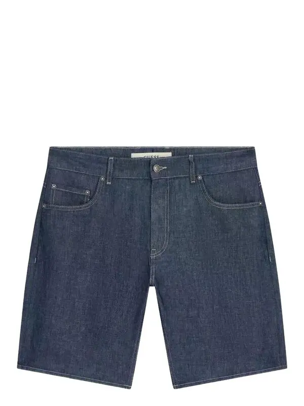 Guess Logo-patch Denim Shorts - Blue