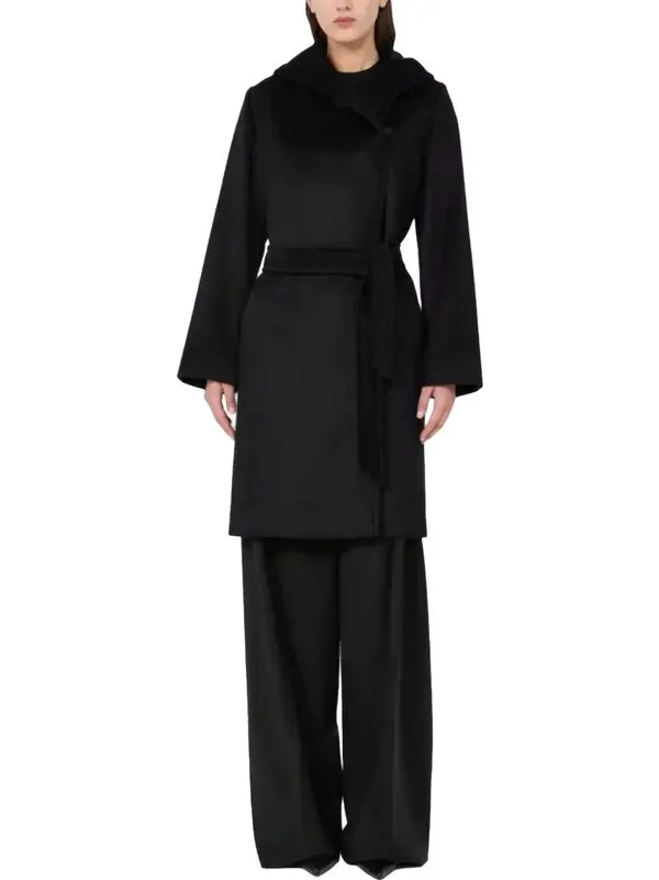 Max Mara Belted Hooded Coat - Black
