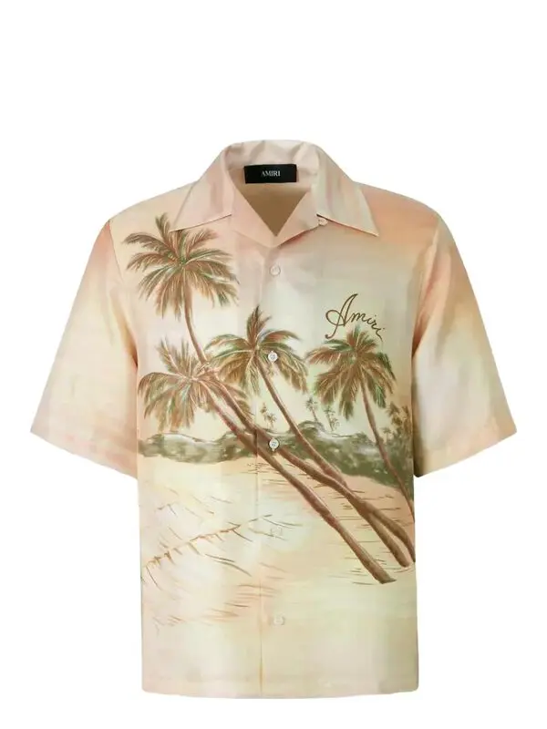 Amiri Palm Tree-print Silk Shirt - Neutrals