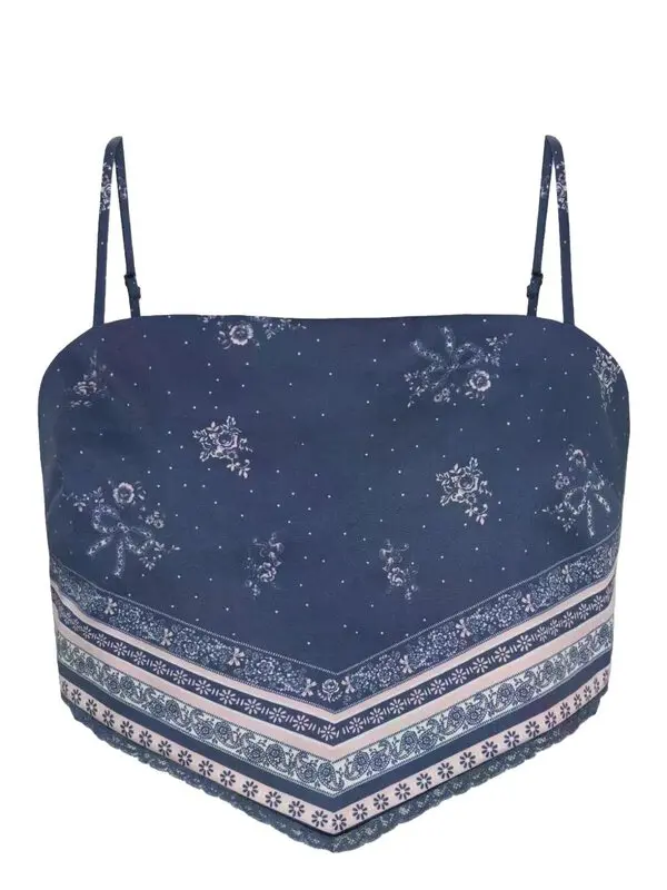 LoveShackFancy Mollie Floral-print Top - Blue