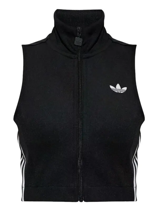 Adidas Logo-embroidered Cropped Top - Black