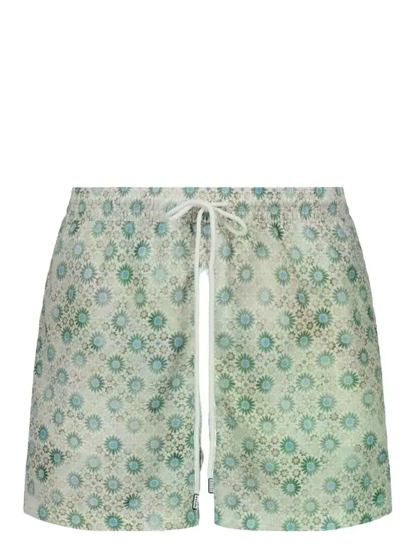 Fedeli Floral-print Drawstring Swim Shorts - Neutrals