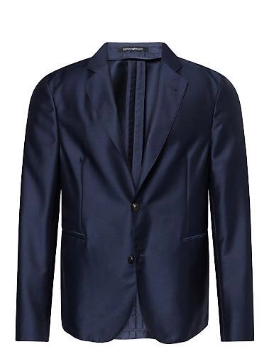 Emporio Armani Tropical Single-breasted Wool And Silk-blend Blazer - Total Eclipse