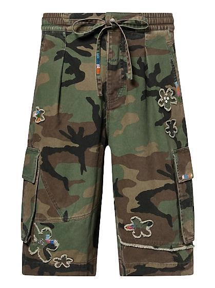 NAHMIAS Floral-embroidered Uflage Cotton Shorts - Camo
