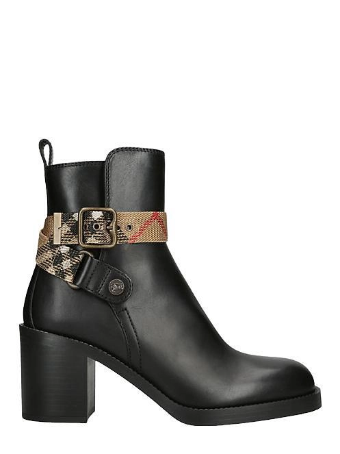 Burberry Huntley 70 Leather Heeled Ankle Boots - Black