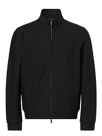 Emporio Armani Zip High-neck Cotton-blend Track Jacket - Square Pattern Black