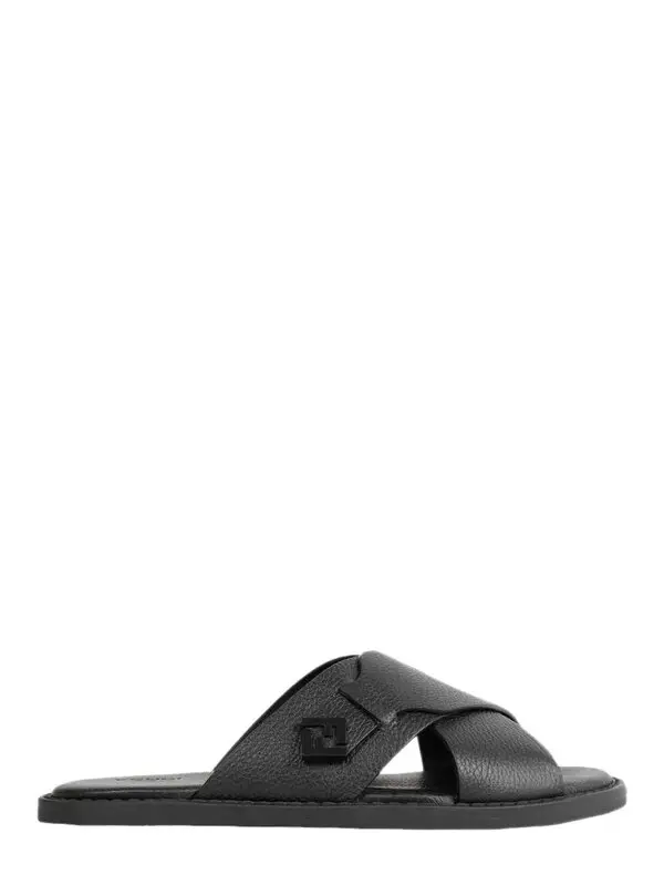 Fendi Ff Logo Crossover Strap Sandals - Black