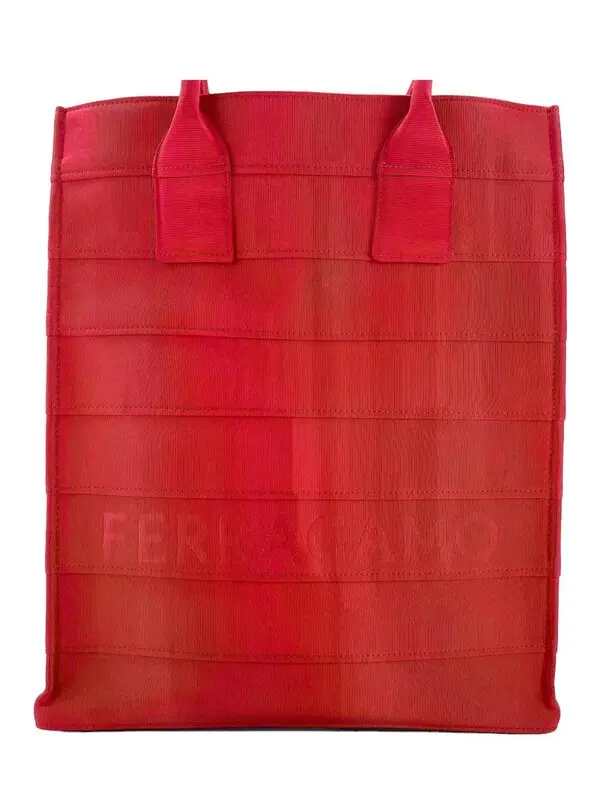 FERRAGAMO 2000s Ribbed Tote Bag - Red