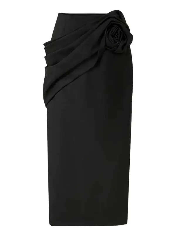 Carolina Herrera Rosette-detail Draped Midi Skirt - Black