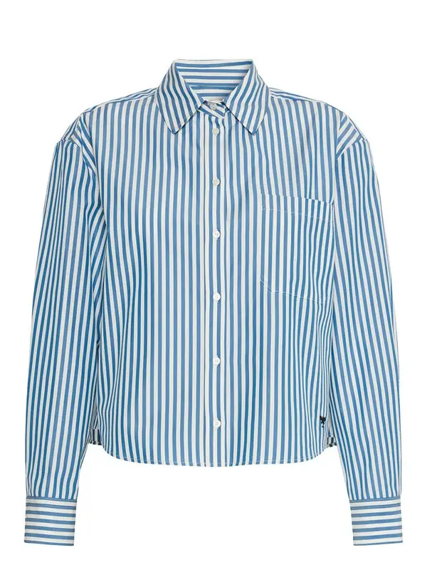 Max Mara Stripe Cropped Shirt - Blue