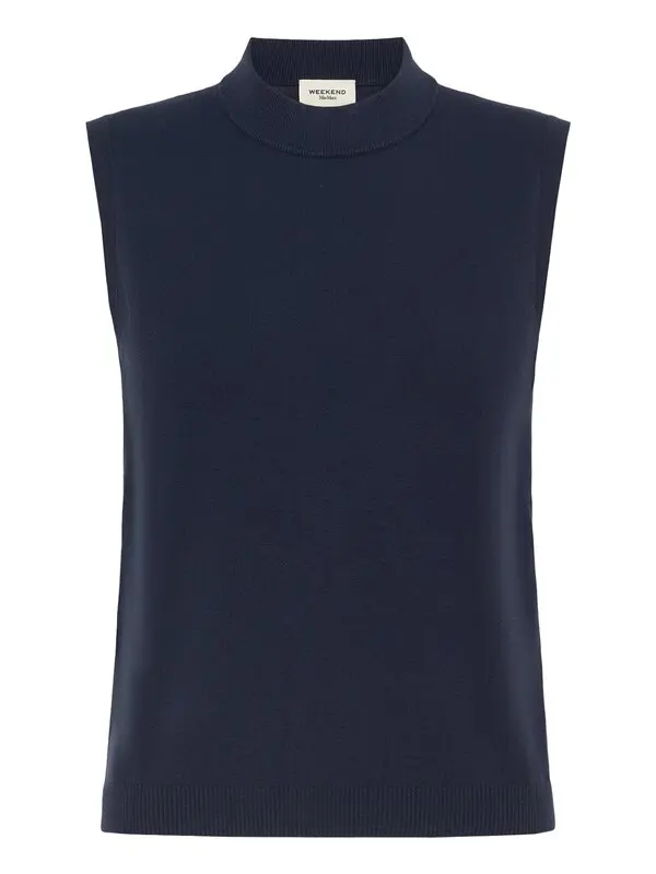 Max Mara Sleeveless High-neck Sweater - Navy