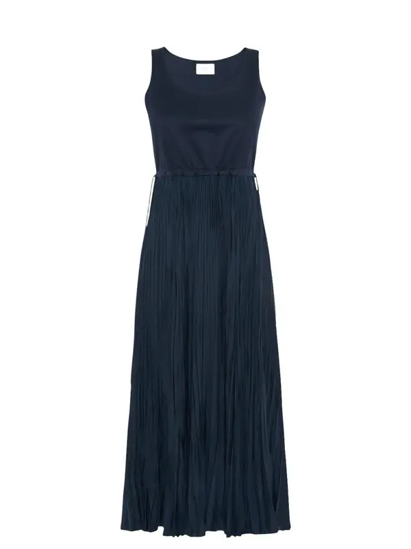 Max Mara Pleated Maxi Dress - Navy