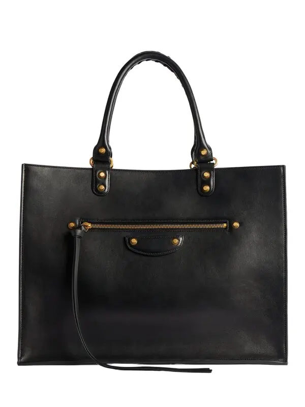 Balenciaga Large Leather Le City Tote Bag - Grey