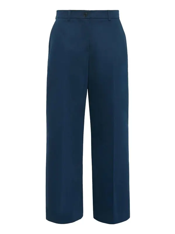 Max Mara Stretch-cotton Wide-leg Trousers - Navy