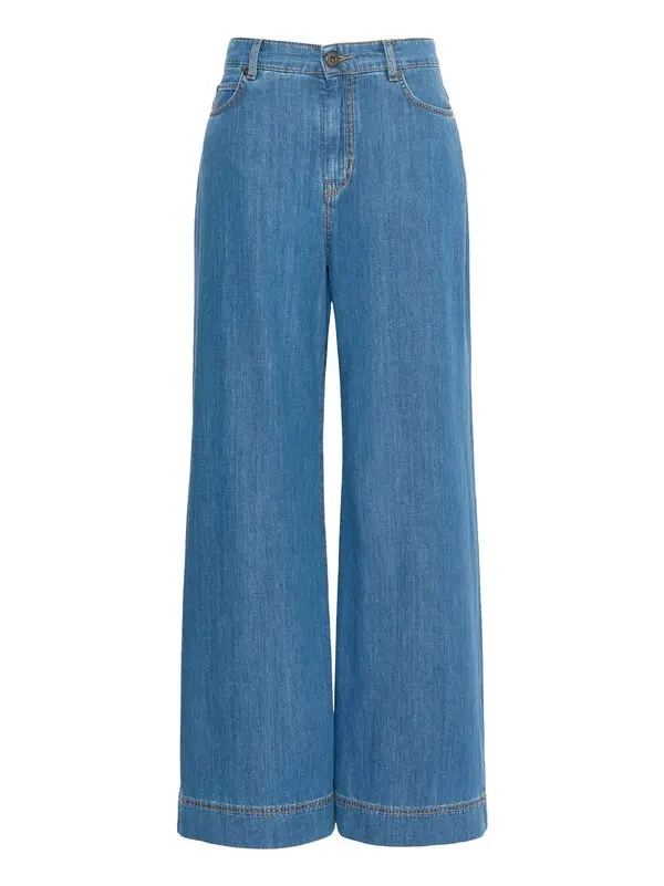 Max Mara High-rise Wide-leg Jeans - Navy