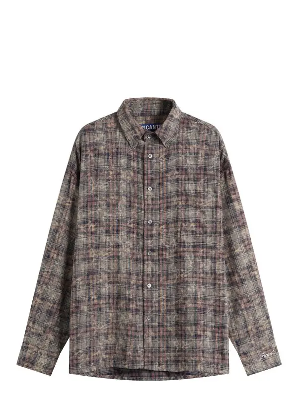 PICANTE Rocco Bleached Check Shirt - Checked Navy