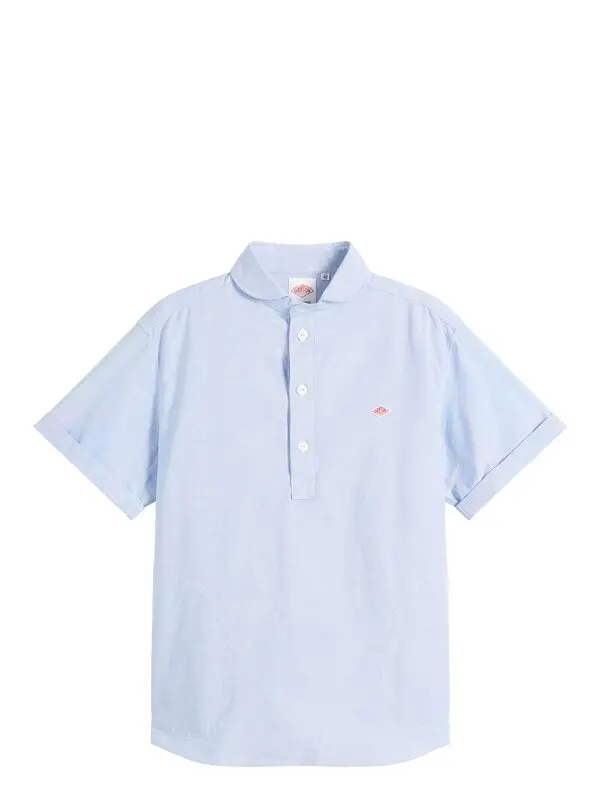 DANTON Round Collar Pull Over Shirt - Blue