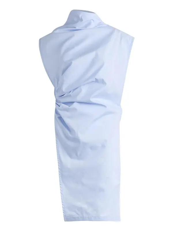 TOLU COKER Cotton Asymmetric Drape Blouse - Blue