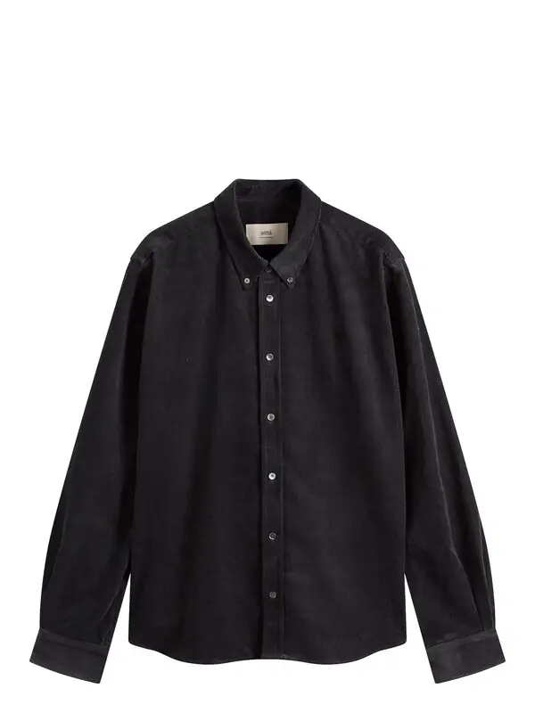 AMI Paris Fine Corduroy Velvet Adc Shirt - Anthracite