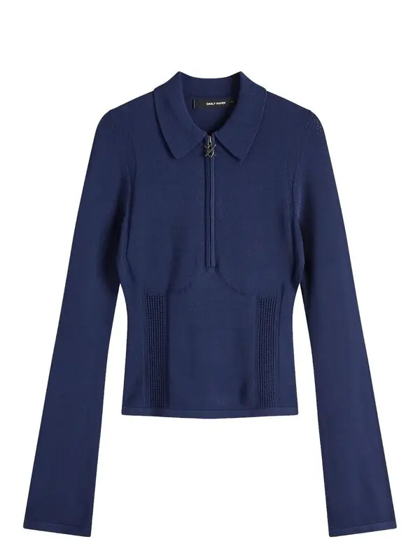 DAILY PAPER Zip Knit Polo - Blue