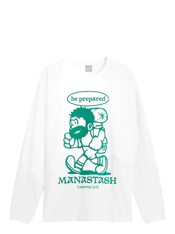 MANASTASH Long Sleeve Be Prepared T-shirt - White