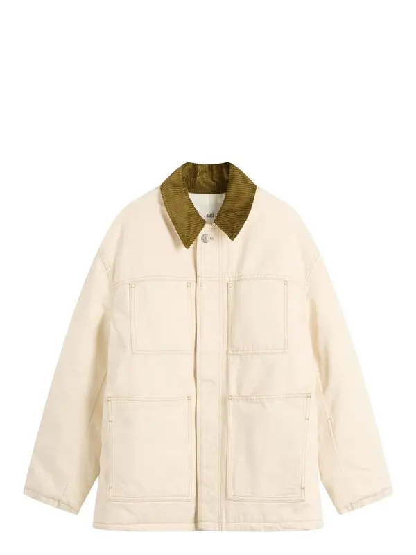 AMI Paris Off-white Cotton Twill Worker Jacket - Ecru