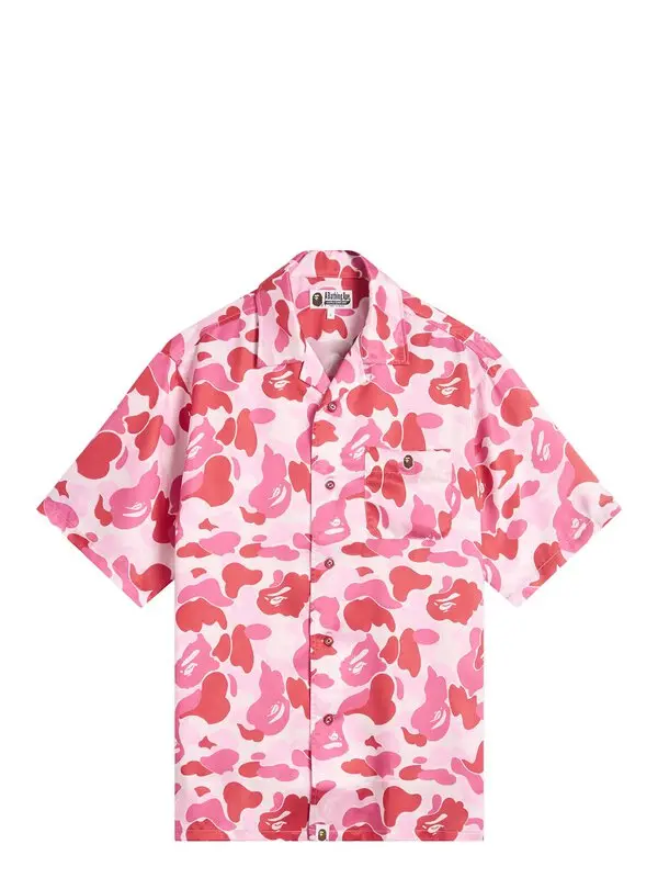 A BATHING APE Abc Camo Open Collar Ss Shirts - Pink