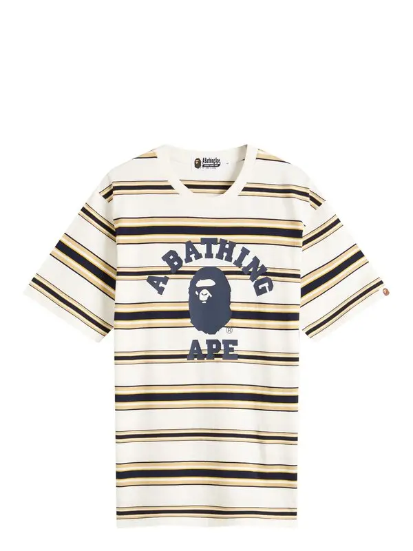 A BATHING APE College Stripe Tee - White