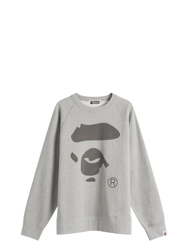 A BATHING APE Ape Face Crewneck Sweatshirt - Gray